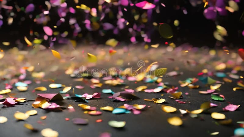 Colorful Confetti Falling on a Black Background Stock Footage - Video ...