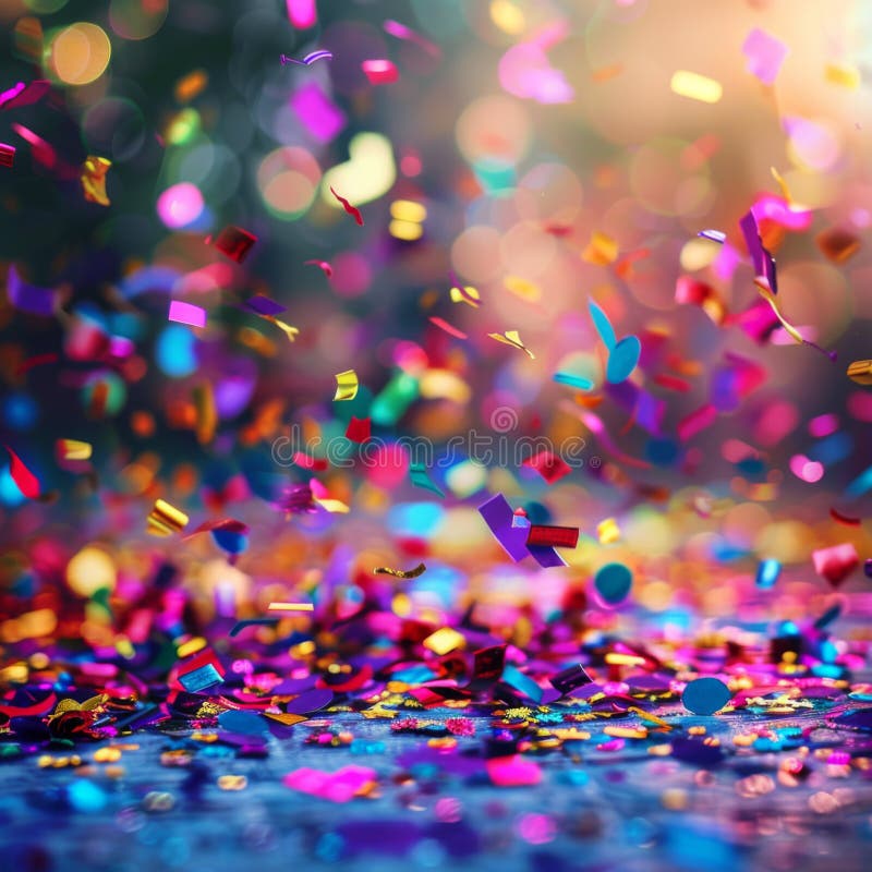 Colorful Confetti Falling on a Blue Surface Stock Illustration ...