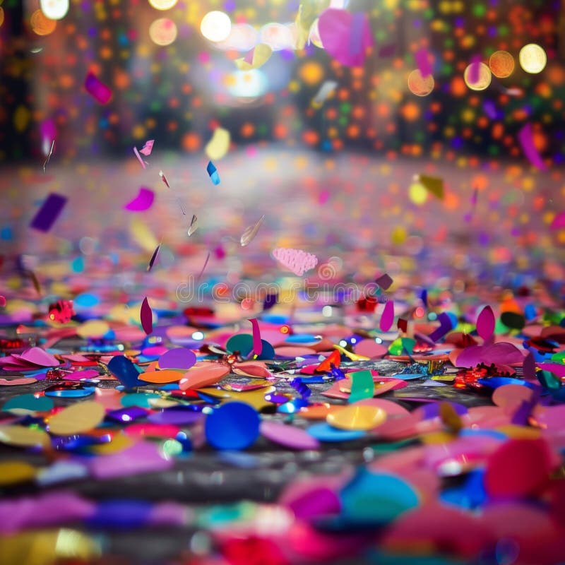 Colorful Confetti Falling on a Dark Background Stock Illustration ...