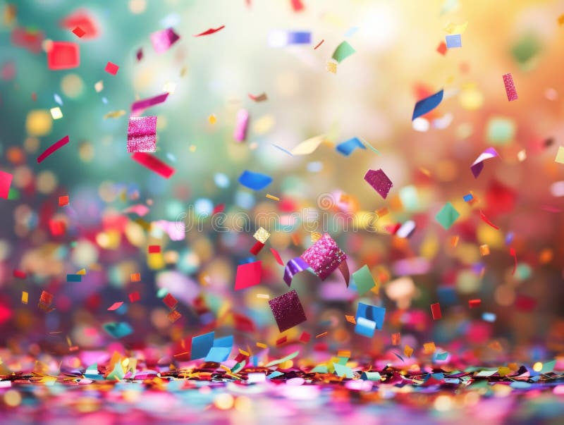 Colorful Confetti Falling on a Festive Background Stock Illustration ...