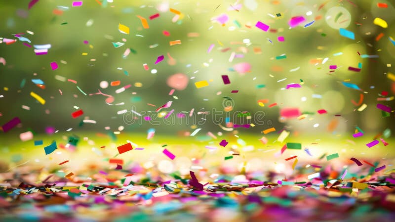 Colorful Confetti Falling on Green Background Stock Illustration ...