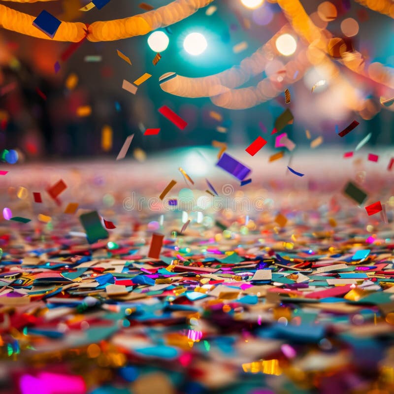 Colorful Confetti Falling on the Ground Stock Illustration ...
