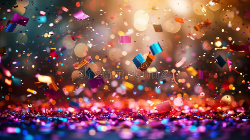 Colorful Confetti Falling Onto a Glittery Surface Stock Illustration ...