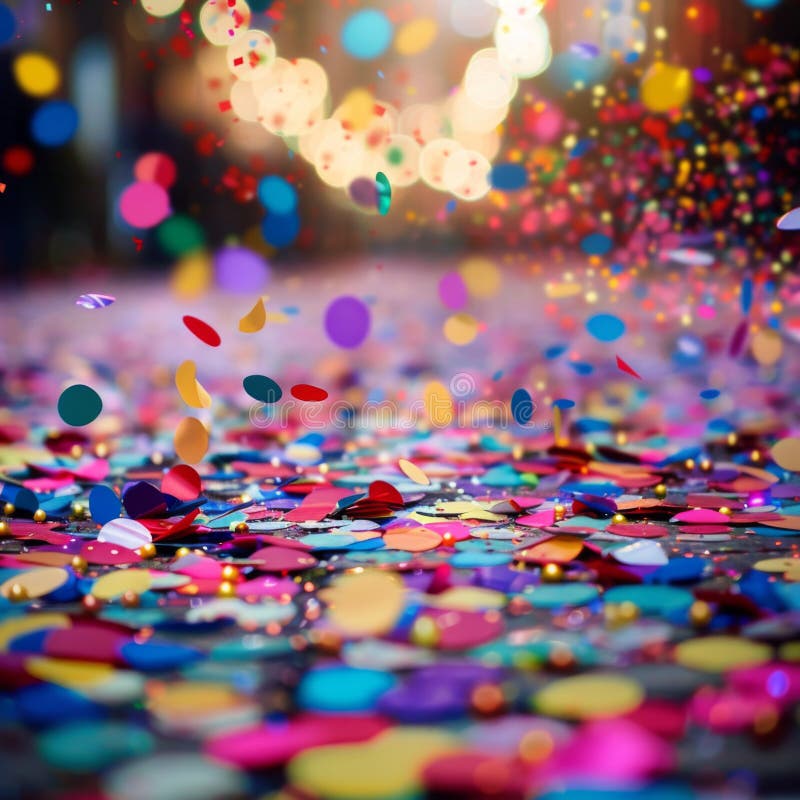 Colorful Confetti Falling Onto a Shiny Surface Stock Illustration ...