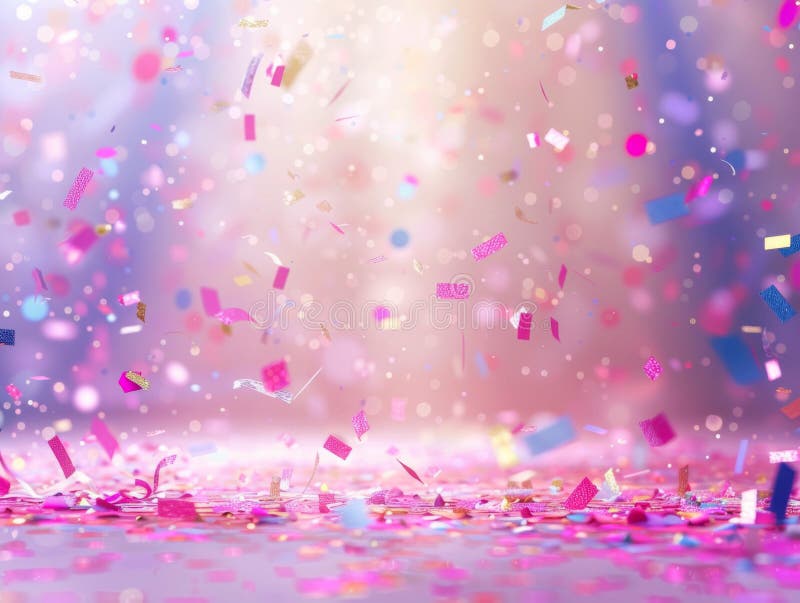 Colorful Confetti Falling on a Pink and Purple Background Stock ...