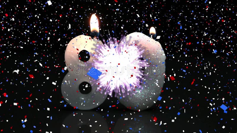 Colorful Confetti Falling and Purple Digital Wave Exploding Over 80 ...