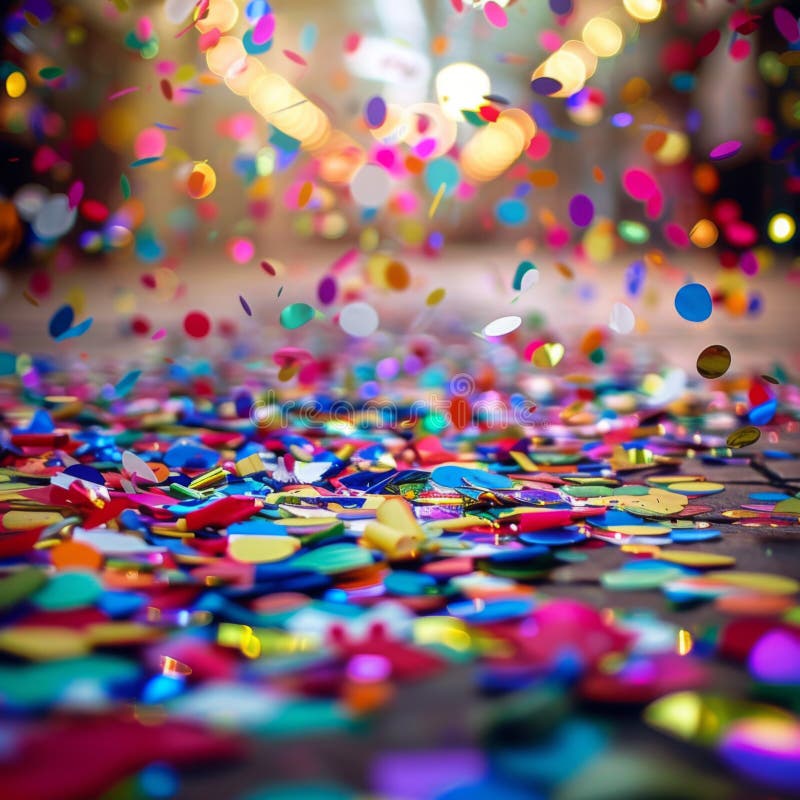 Colorful Confetti Falling and Scattered on the Ground Stock ...