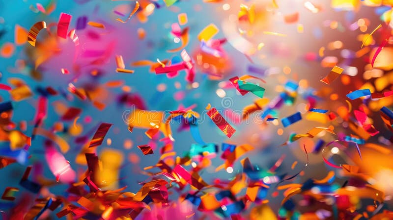 Colorful Confetti Falling from the Sky, Celebrating a Happy Moment ...