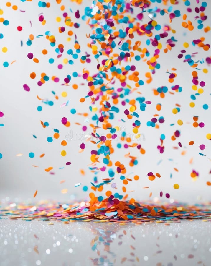 Colorful Confetti Falling on a Sparkling Surface. Stock Photo - Image ...