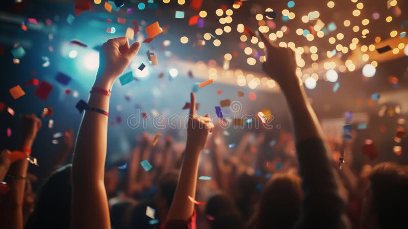 Colorful Confetti Falls during an Exciting Live Performance at a ...