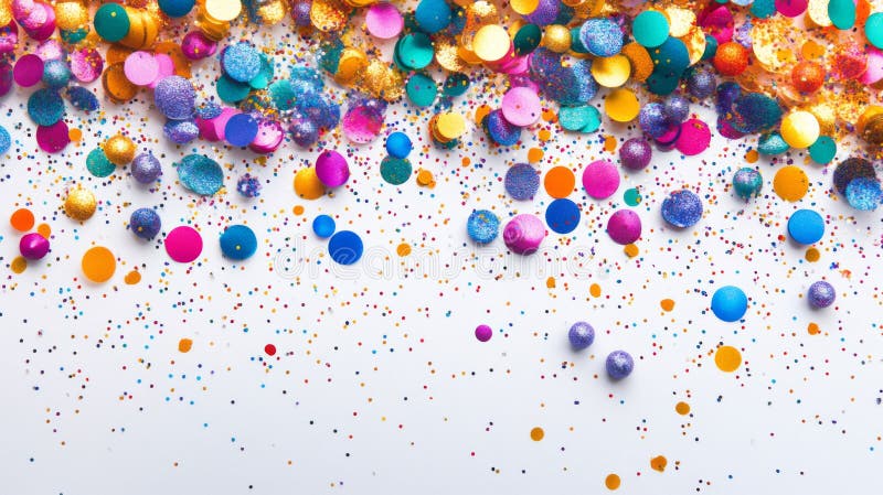 Colorful Confetti and Glitter Scattered on White Background Stock ...