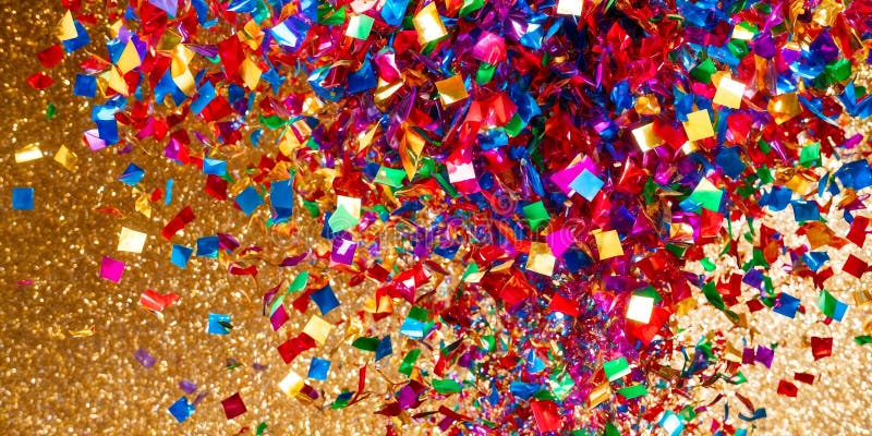 Colorful Confetti on a Glittery Background Stock Image - Image of gold ...