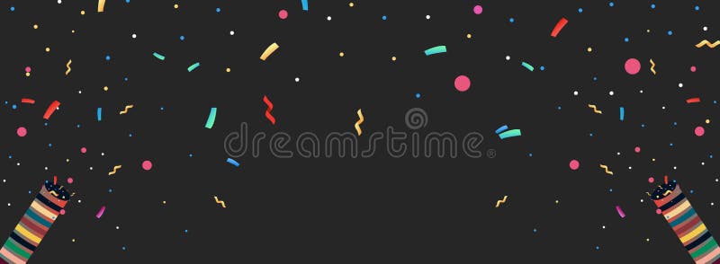 Colorful Confetti Party Popper Explosion and Falling Down. Web Banner ...