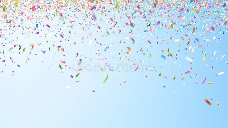 Colorful Confetti Raining Down on a Bright Blue Background during a ...