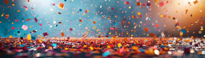 Colorful Confetti Raining Down on a Cheering Crowd Stock Illustration ...