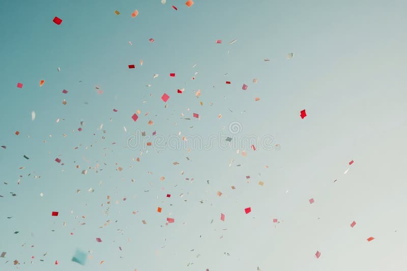 Colorful Confetti Raining Down Over a Clear Sky during a Joyous ...