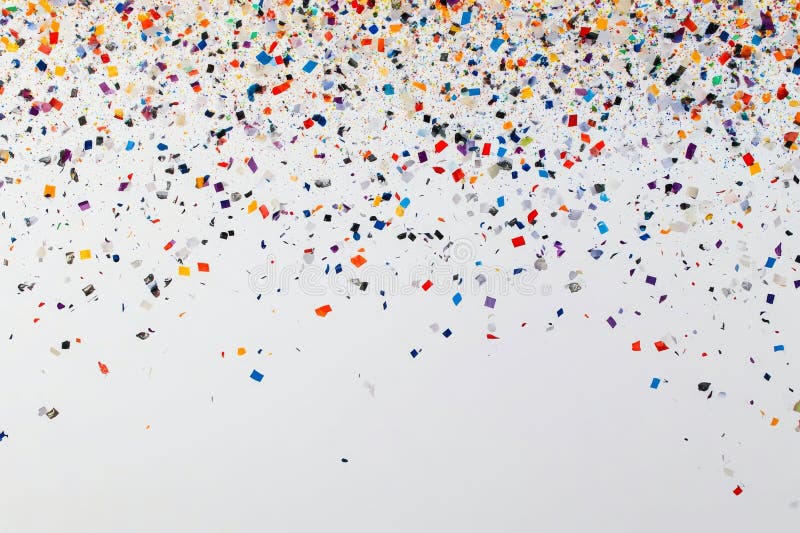 Colorful Confetti Raining Down Over a Clear Sky during a Joyous ...