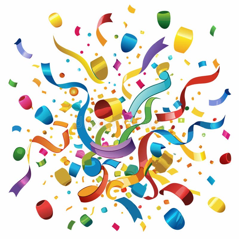 Colorful Confetti and Ribbons Exploding Against a White Backgroun Stock ...