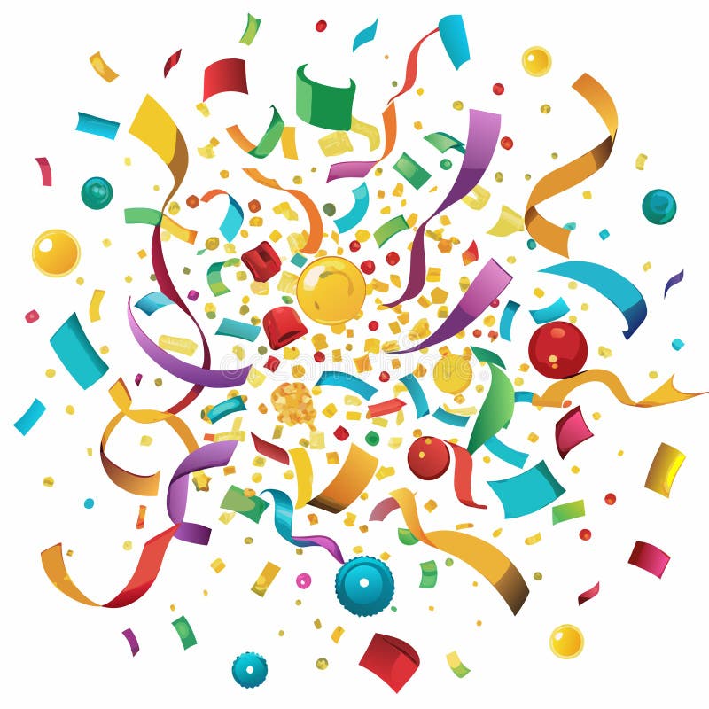 Colorful Confetti and Ribbons Exploding in Celebratio Stock Vector ...