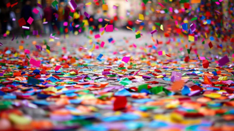 Colorful Confetti Scattered on the Ground during a Celebration Stock ...