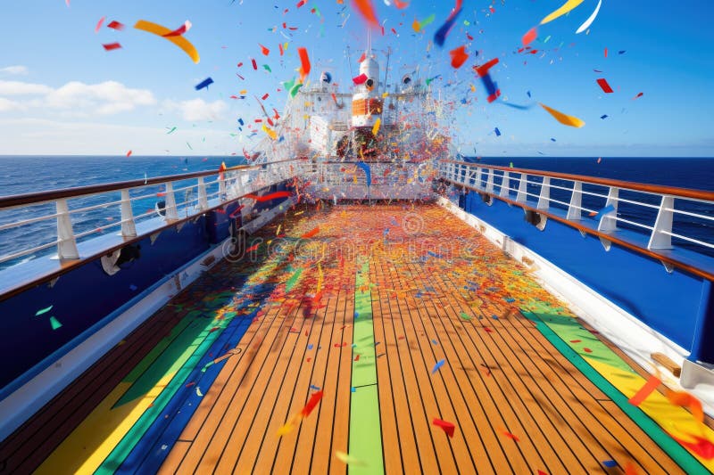 Colorful Confetti Scattered Over Cruise Ship Deck Stock Photo - Image ...