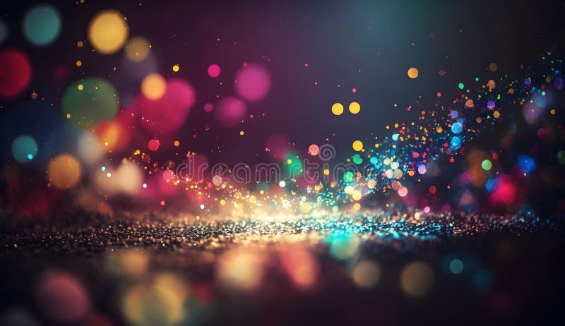 Colorful Confetti with Sparking Light and Black Background Stock ...