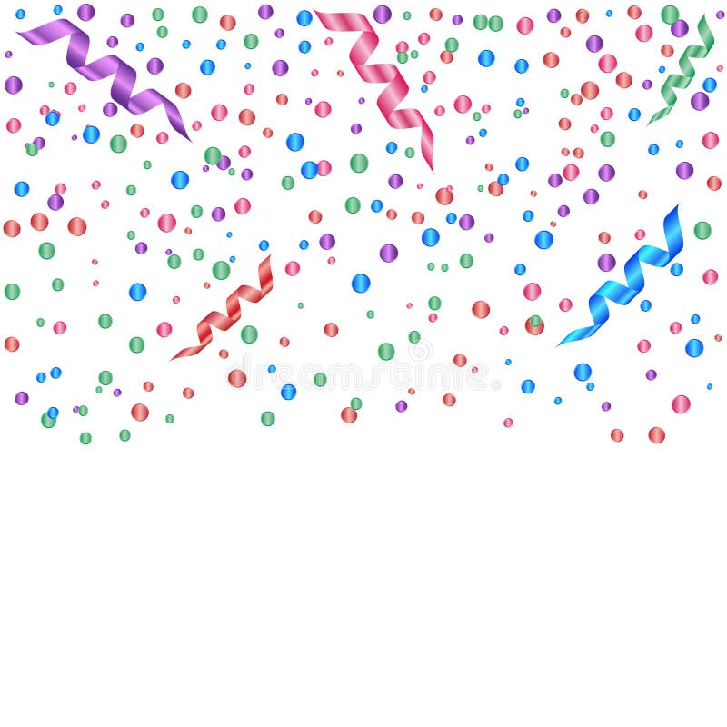 Colorful Confetti and Streamer Ribbons Falling on White Background ...