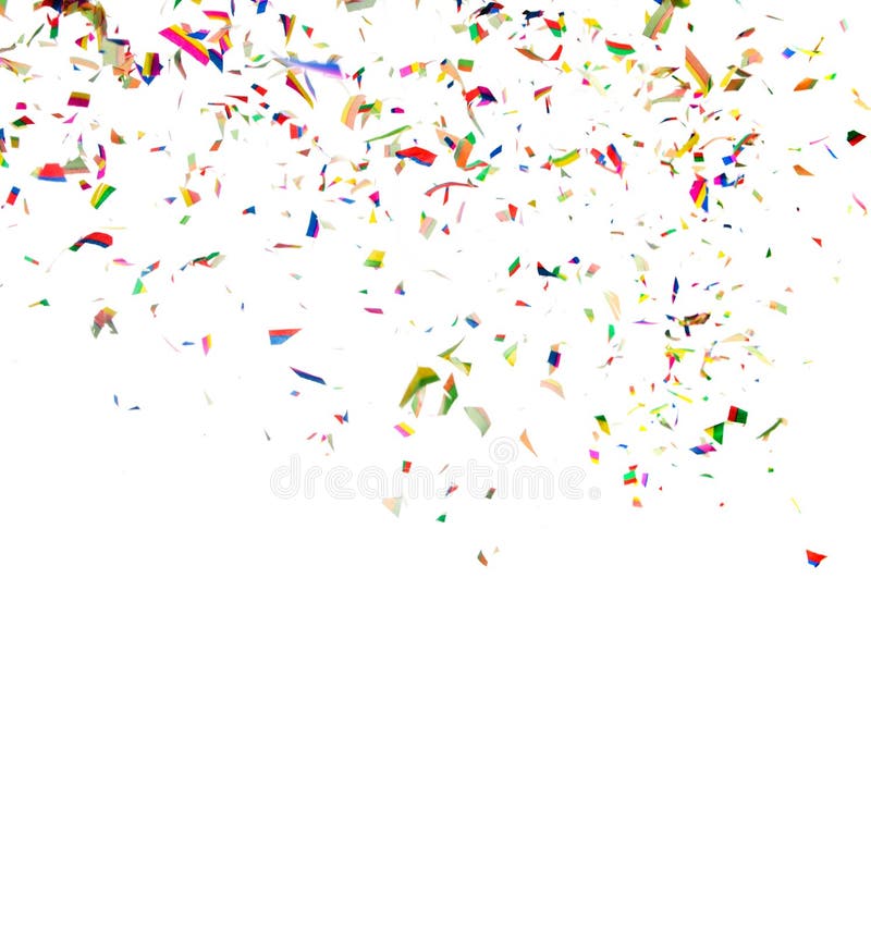 Colorful confetti on white stock illustration. Illustration of blue ...