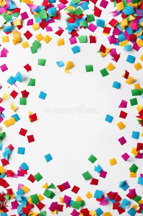 Colorful Confetti on White Celebration Background Stock Illustration ...