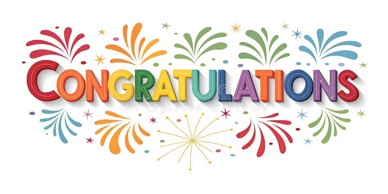 Colorful Congratulations Text with Fireworks Stock Illustration ...