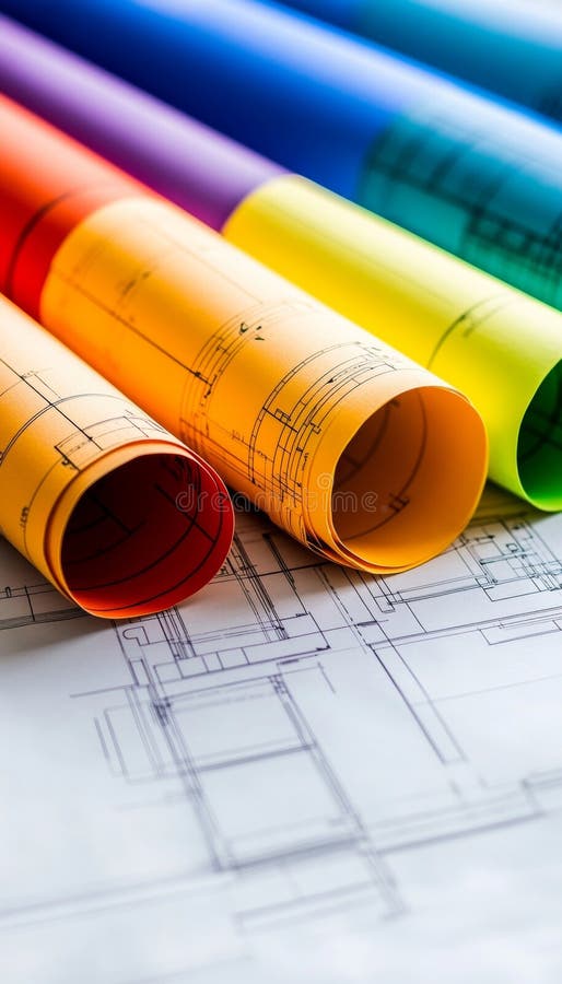 Colorful Construction Plans Abstract Blueprint Background for Design ...