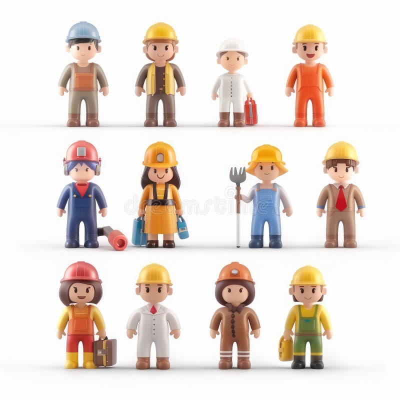 Adorable Toy Workers: Diverse Set of Construction and Profession ...