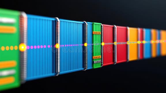 Colorful Container Data Tracking System Stock Illustration ...