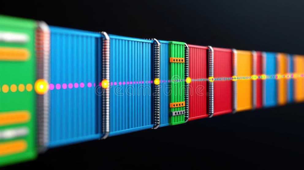 Colorful Container Data Tracking System Stock Illustration ...