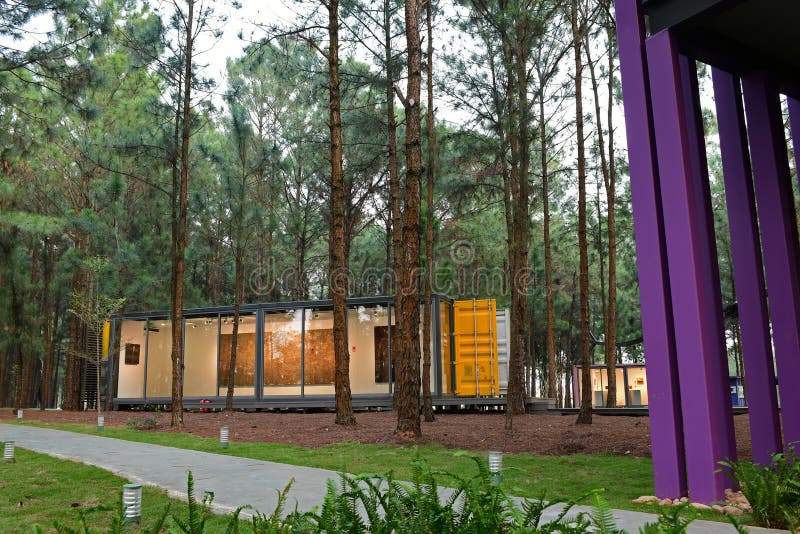 Colorful Container House in the Forest Stock Photo - Image of colorful ...