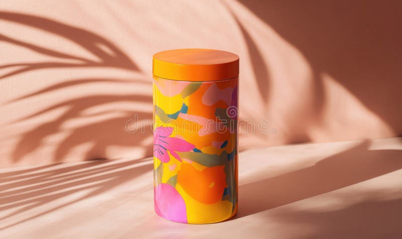 A Colorful Container with a Yellow Lid Stock Illustration ...