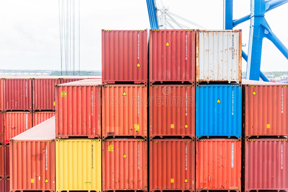 Containers with Cargo Loaded on Deck of the Cargo Container Ship. Stock ...
