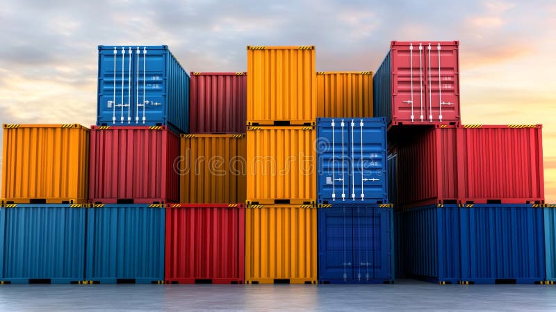 Colorful Containers Stacked High, a Visual Representation of Global ...