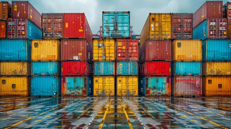 Warehouse Many Crates Stacked Top Each Other Generative Ai Stock Photos ...