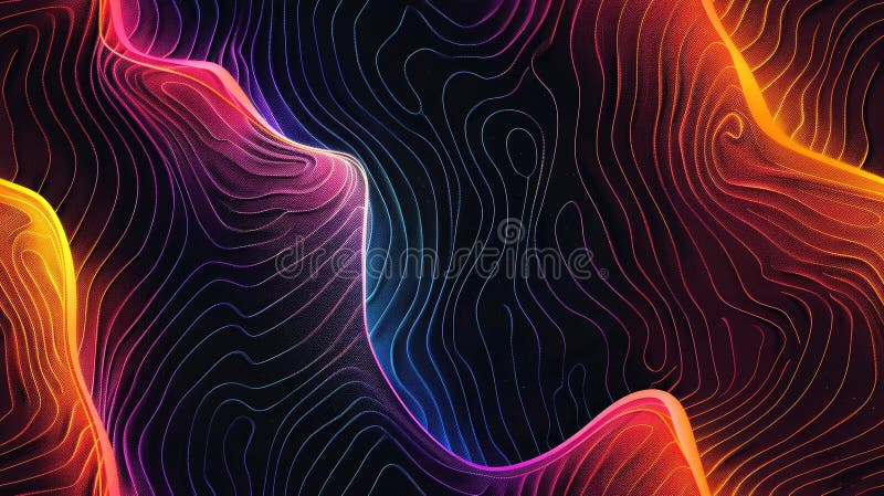 Colorful Contour Lines on a Black Background AIG51A Stock Image - Image ...