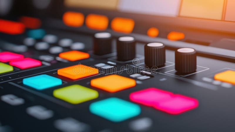 Colorful Control Panel with Button Lights and Knobs for Music ...
