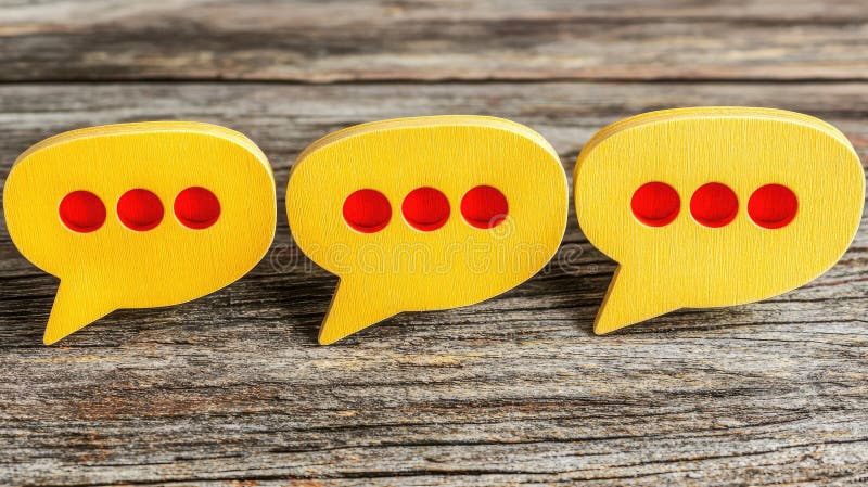 Colorful Conversation Bubbles Made of Wood on a Rustic Wooden Surface ...