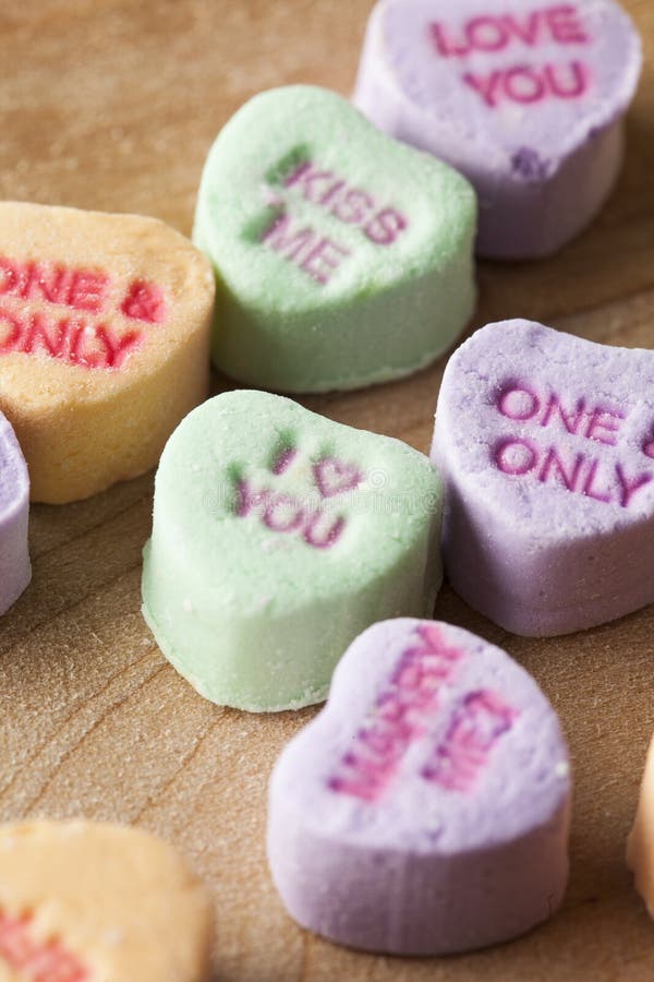 Colorful Conversation Hearts Candy Stock Photo - Image of romantic ...