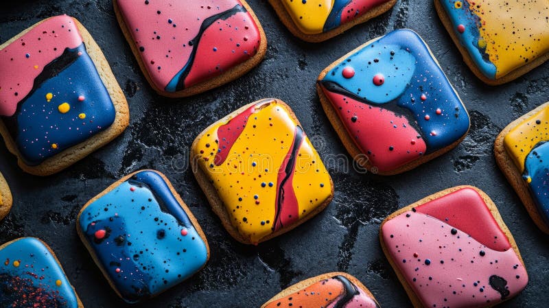 Colorful Cookies Abstract Icing Designs Stock Photos - Free & Royalty ...