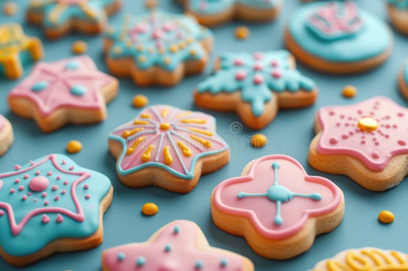 Colorful Cookies on a Tabletop, Perfect for Bakery Ads Stock Photo ...