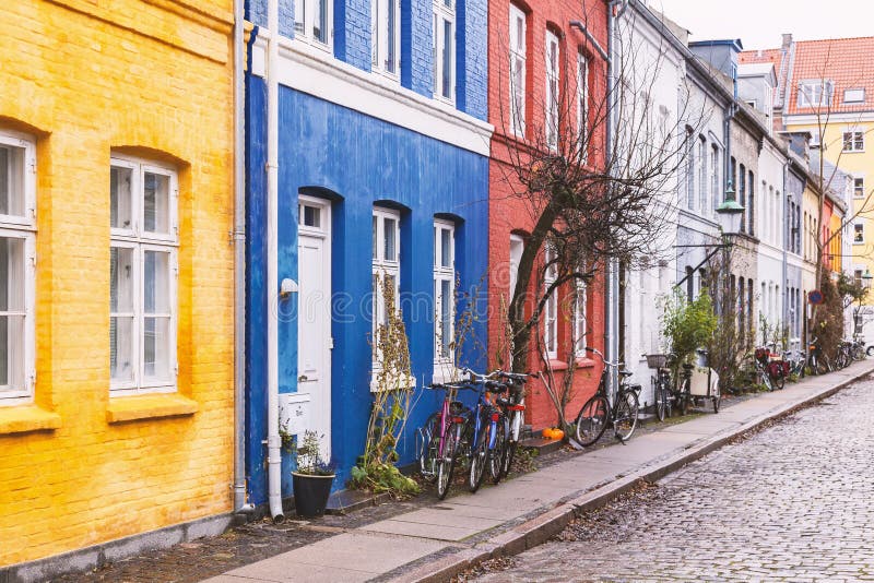 Colorful Copenhagen street stock photo. Image of blue - 83430748