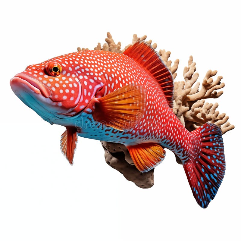 Colorful Coral Grouper Fish with Spotted Pattern on Coral Reef ...