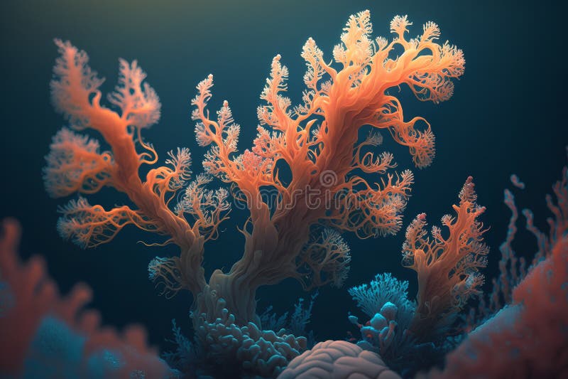 Colorful Coral Reef, 3d Render Illustration, Computer Digital Drawing ...