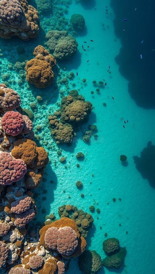 Colorful Coral Reef with Fish in Turquoise Water Stock Illustration ...