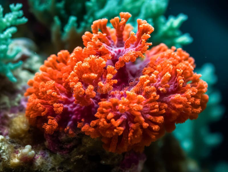 A Colorful Coral Reef with a Variety of Different Colored Coral. Stock ...